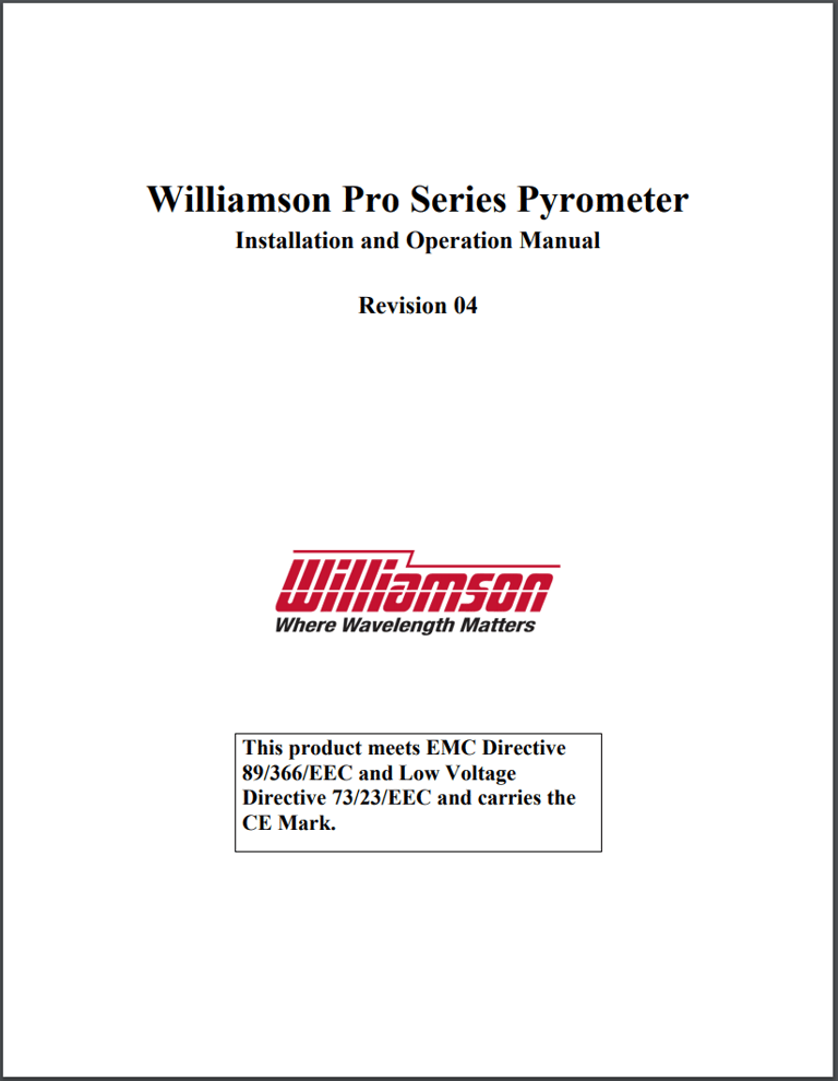 Pro Series Installation & Operation Manual - Williamson IR
